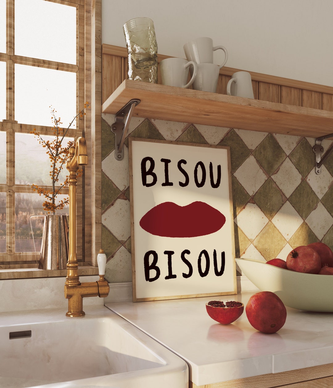 Bisou Bisou Art Print French Print Handwritten Print French Kiss Poster ...