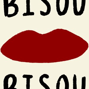 Bisou Bisou UNFRAMED Print | French Print Handwritten Print French Kiss ...
