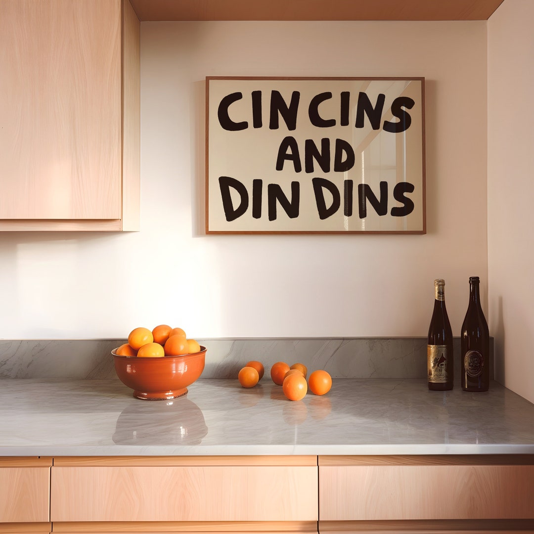 Cin Cins and Din Dins UNFRAMED Print | Kitchen Print Kitchen Decor ...