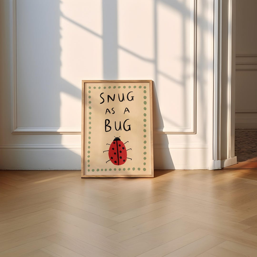 Snug as a Bug UNFRAMED Print | Ladybird Drawing Nursery Wall Art ...
