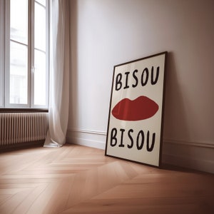 Bisou Bisou UNFRAMED Print | French Print Handwritten Print French Kiss ...