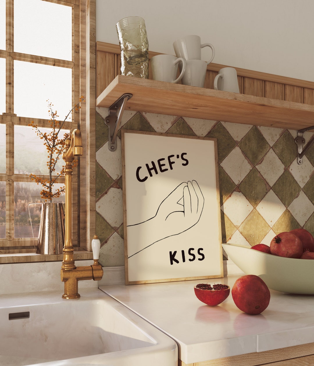 Chef's Kiss Art Print Kitchen Wall Art Kitchen Posters Funny Kitchen ...