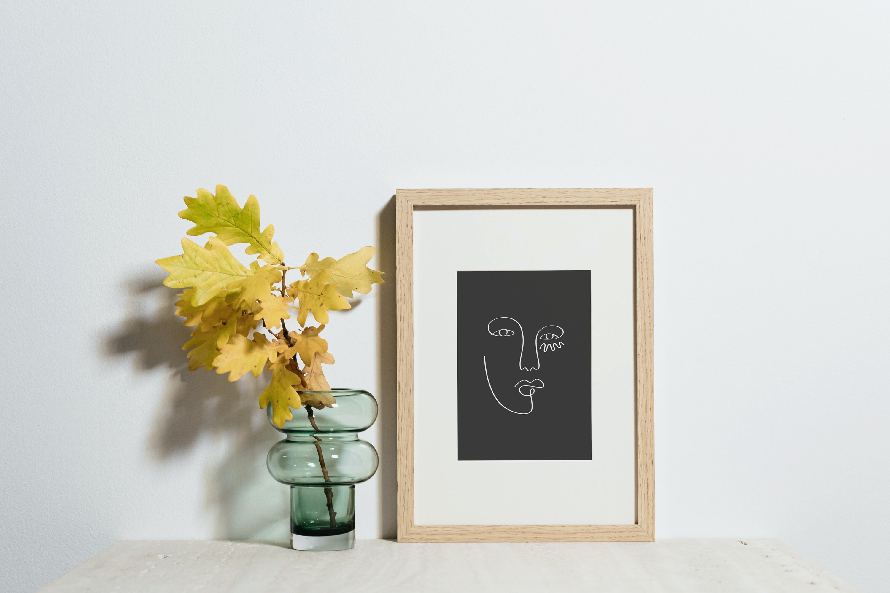 One Line Face Drawing, Minimalist Art, Contemporary, Abstract, Black ...