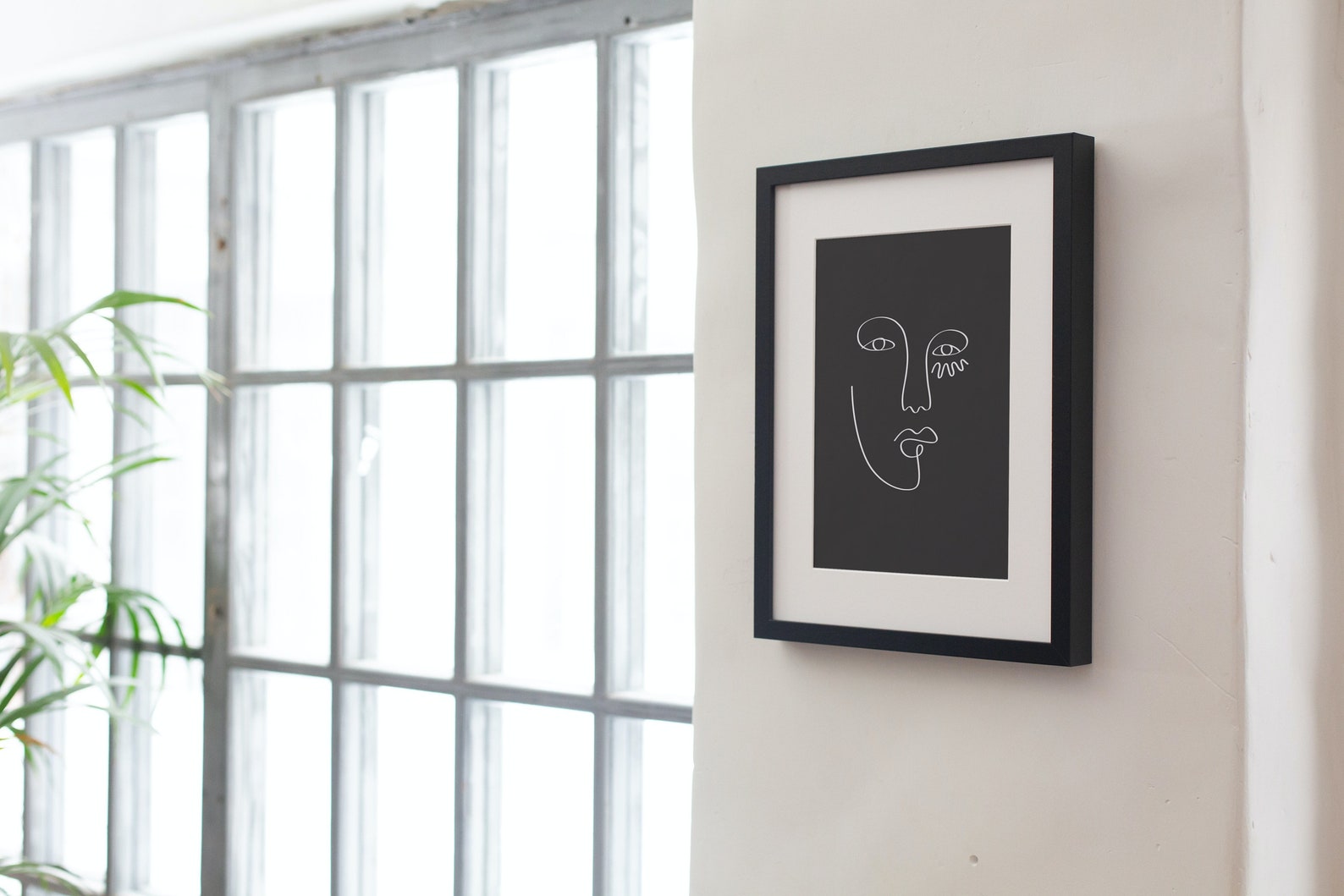 One Line Face Drawing, Minimalist Art, Contemporary, Abstract, Black ...