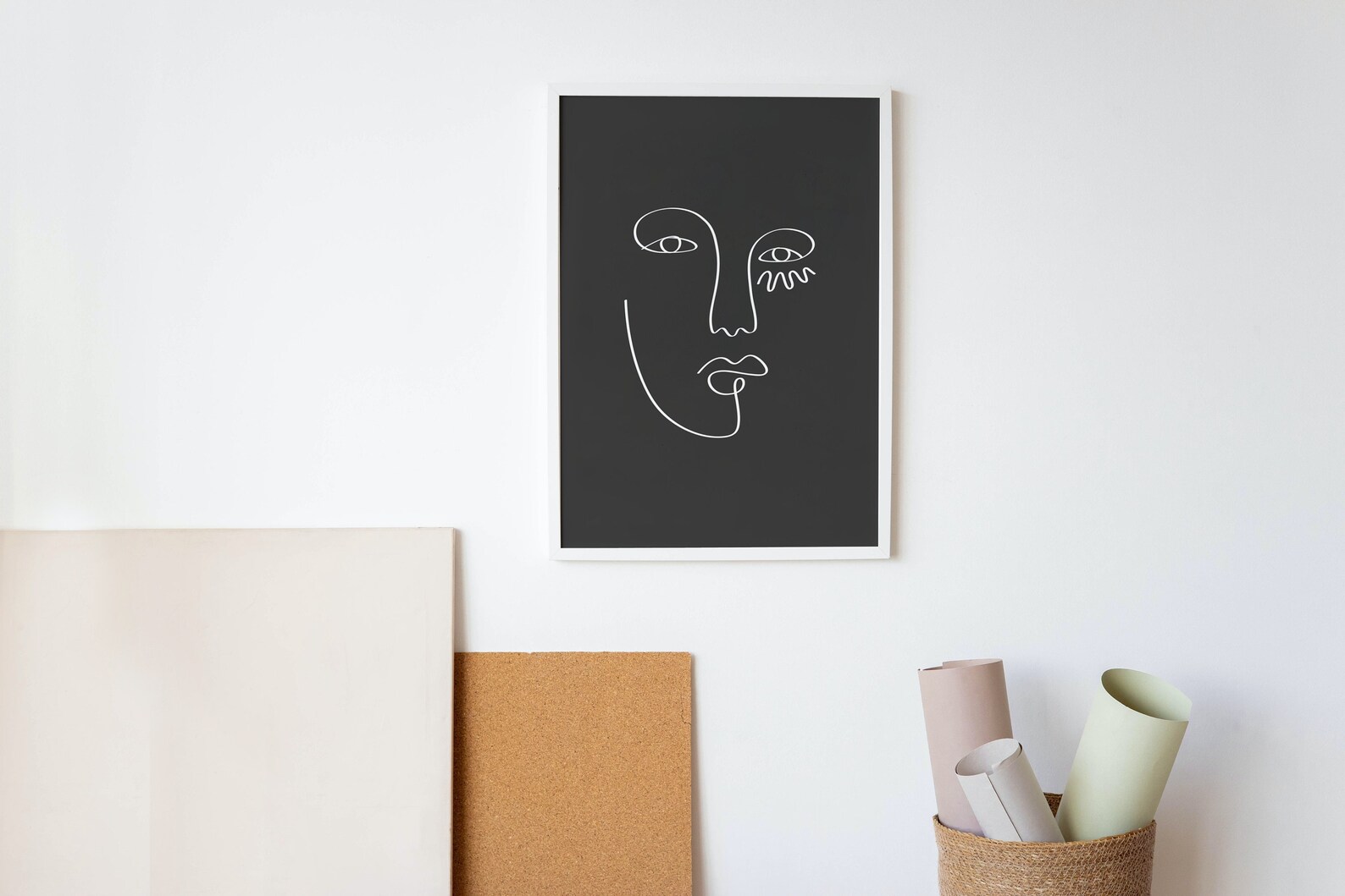 One Line Face Drawing, Minimalist Art, Contemporary, Abstract, Black ...