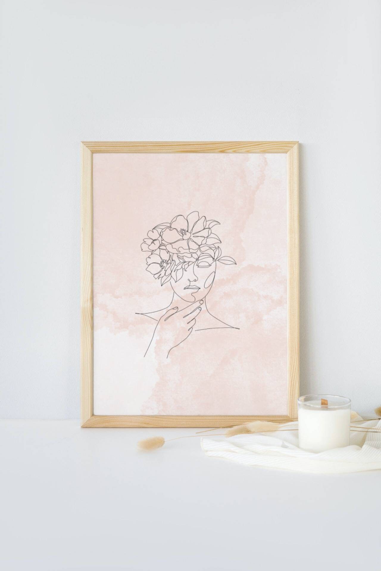 Line Drawing Art Decor Printable, Watercolor Line Art Print, Art Print ...
