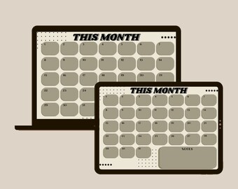 Minimalist Monthly Planner Printable Calendar Template With Notes ...