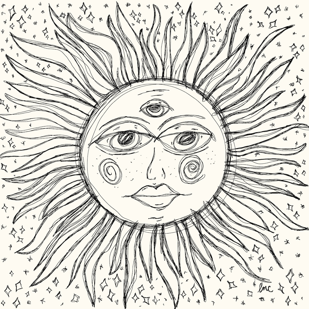 Hippie Sun Digital Print - Etsy