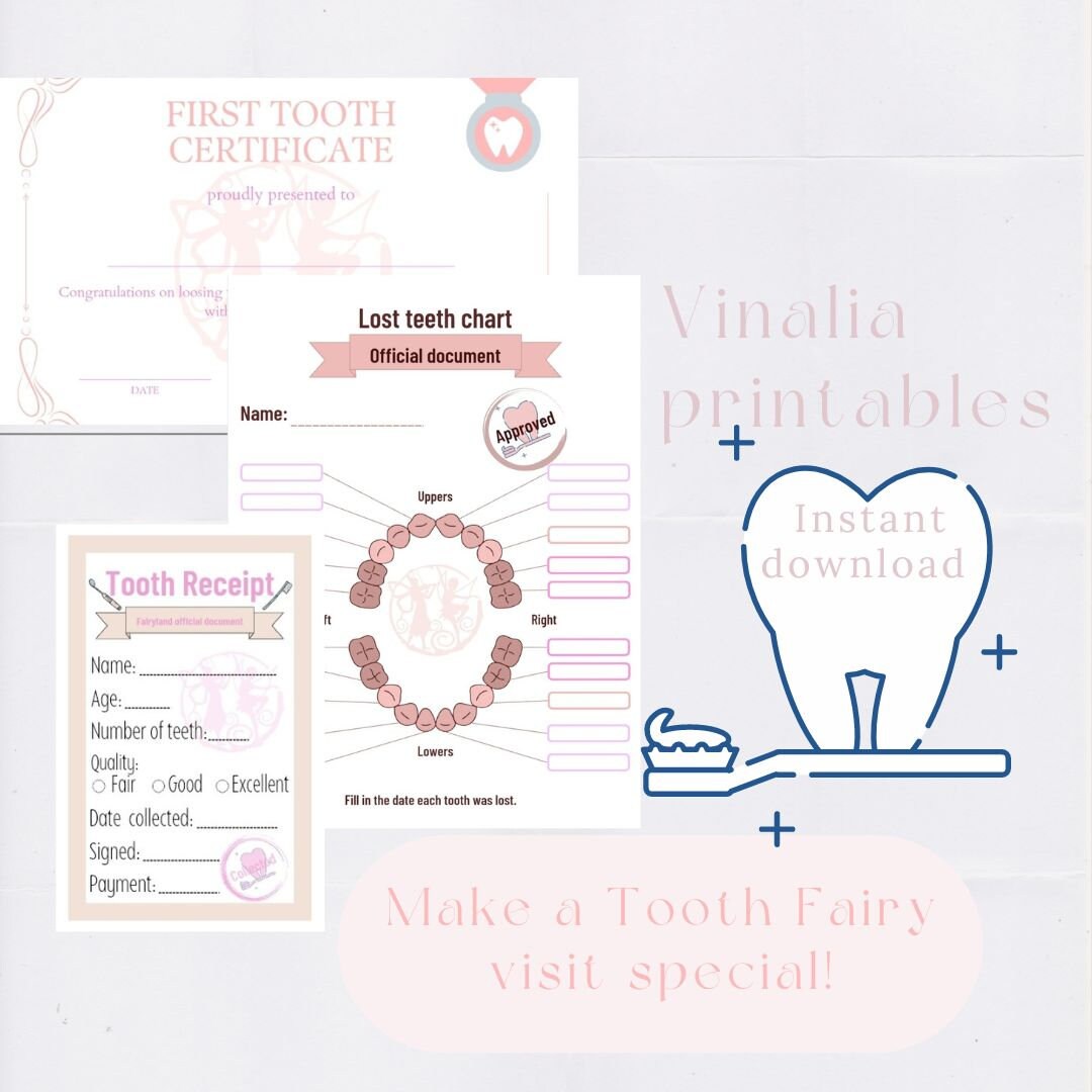 Tooth Fairy Receipt Certificate and Tooth Chart Bundle in - Etsy