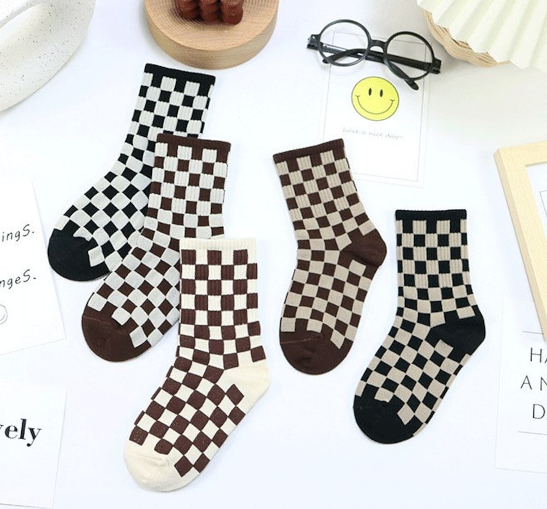 Trendy Kids Neutral Colors Checker Ankle Sock - Etsy