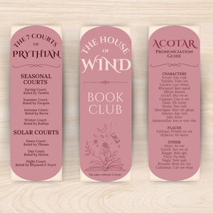 ACOTAR House of Wind Bookmarks Set of 3, Printable Bookmark, ACOTAR ...