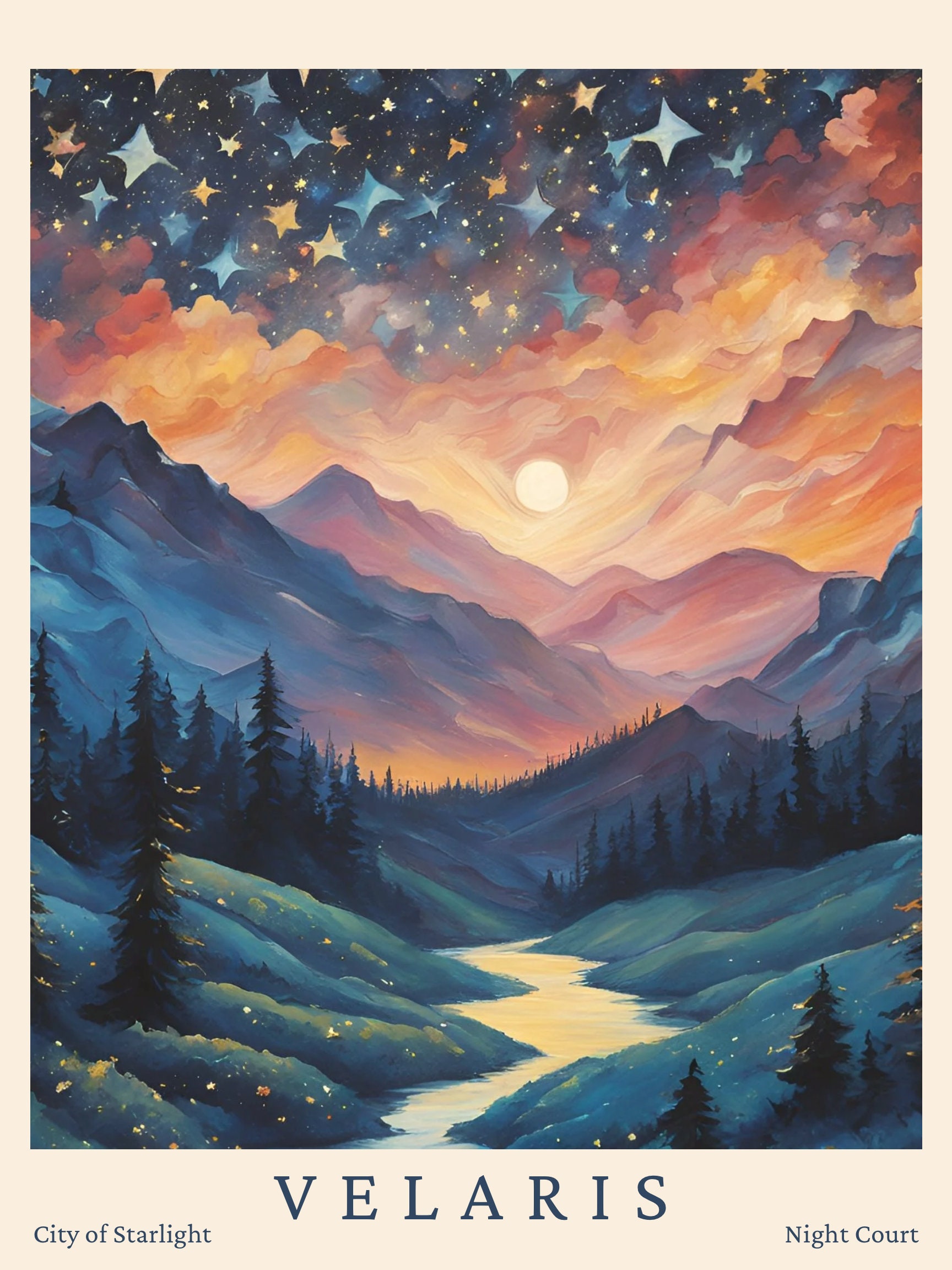 ACOTAR Art, Velaris Poster, Printable City of Starlight Print, Night ...