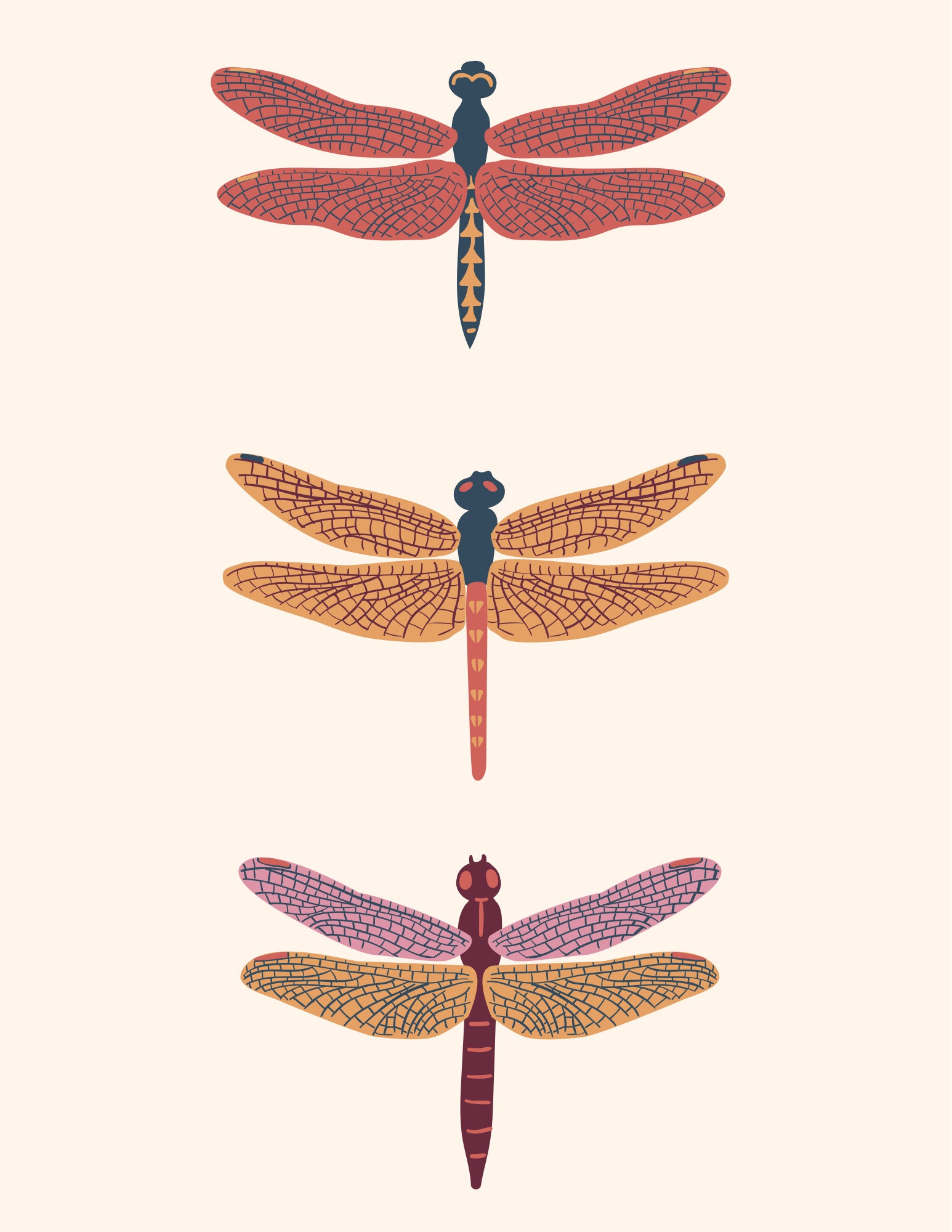 Dragonfly Wall Art Print, Vintage Dragonfly Prints, Dragon Fly ...