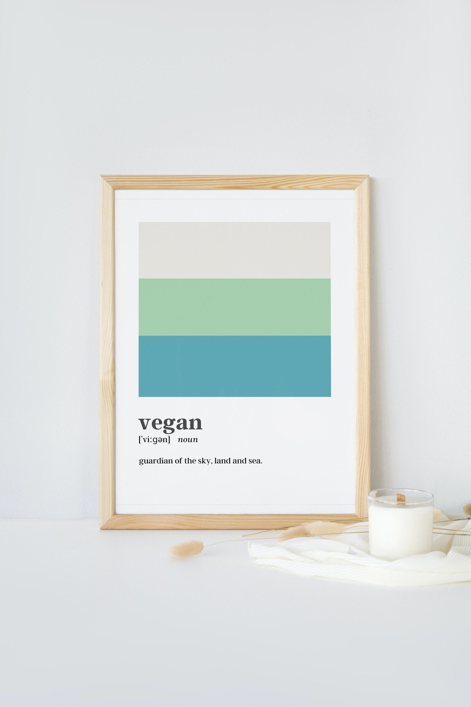 Vegan Definition Wall Art in Blue and Green, Vegan Art Prints, Vegan ...