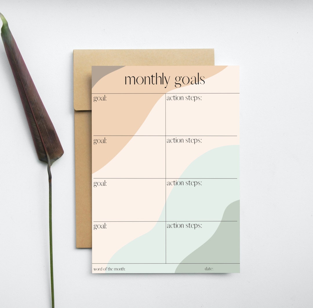 Monthly Goal Planner, Printable Schedule, Instant Goal Planner ...