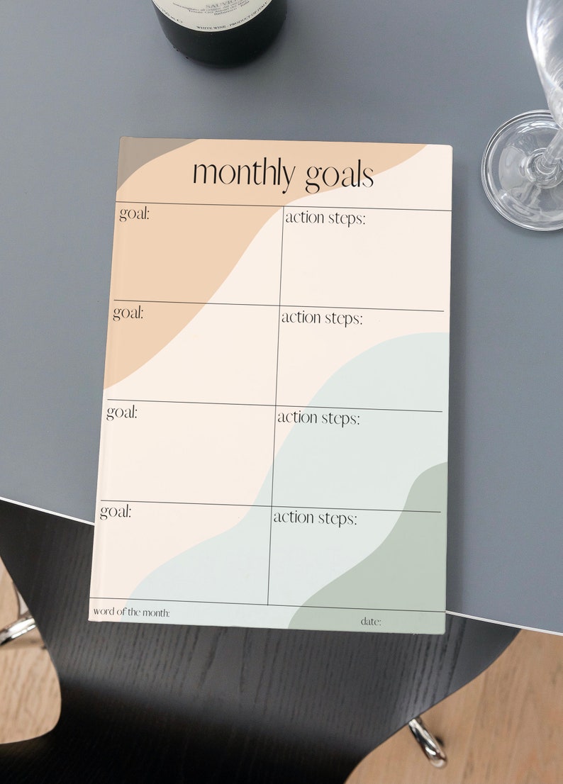 Monthly Goal Planner, Printable Schedule, Instant Goal Planner ...