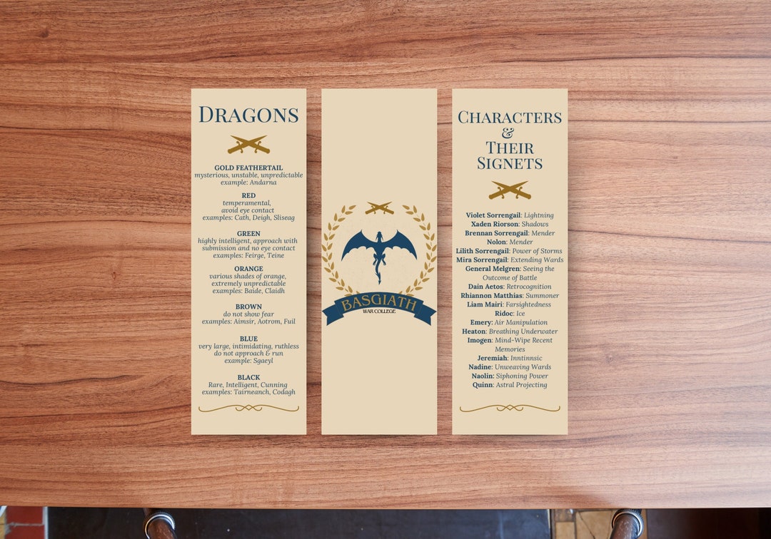 Fourth Wing Bookmarks Set of 3, Printable Book Marks, Fourth Wing Gift ...