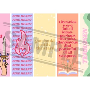 Throne of Glass Bookmarks, Printable TOG Book Marks, TOG Merch, Gift ...