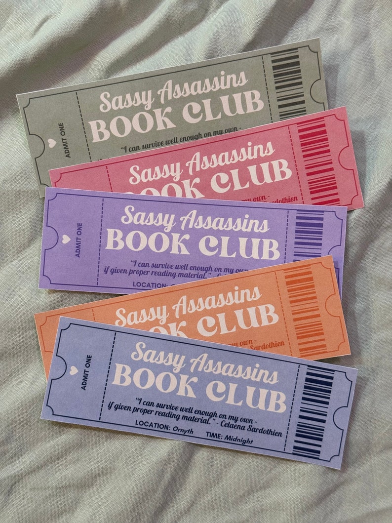 TOG Bookmarks Set of 5, Printable Gift for Book Club, Throne of Glass ...
