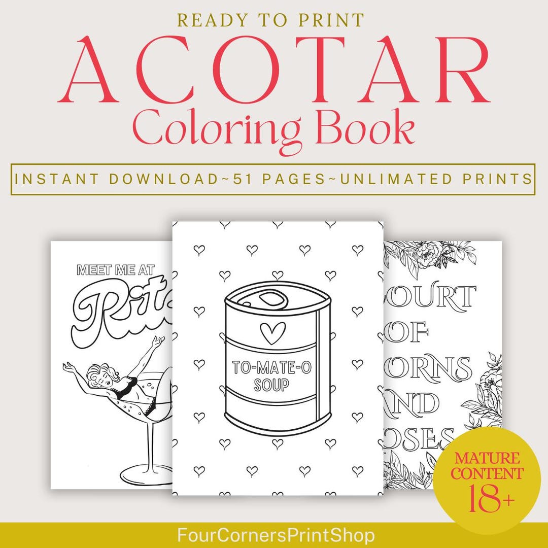 ACOTAR Coloring Book, Printable ACOTAR Coloring Pages, Gift for ...
