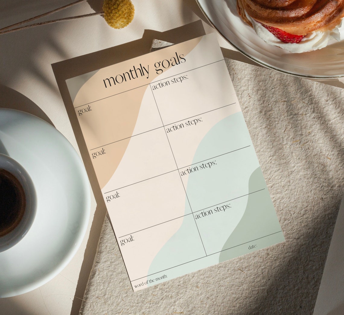 Monthly Goal Planner, Printable Schedule, Instant Goal Planner ...