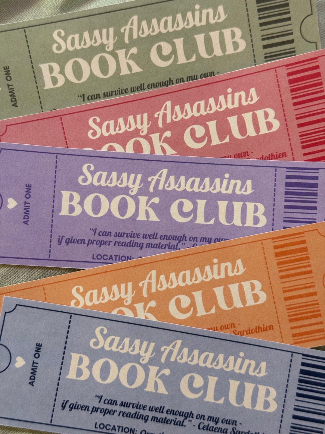 TOG Bookmarks Set of 5, Printable Gift for Book Club, Throne of Glass ...