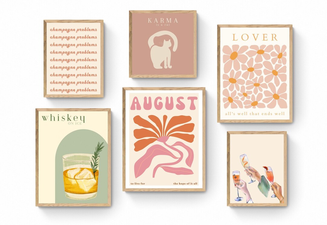 Taylor Swift Album Gallery Set of 6, Swiftie Gift, Folklore Wall Art ...