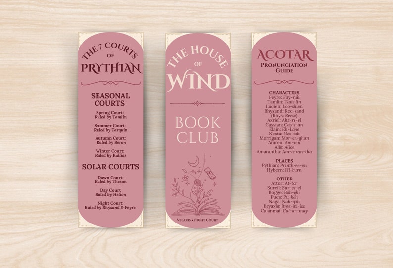 ACOTAR House of Wind Bookmarks Set of 3, Printable Bookmark, ACOTAR ...