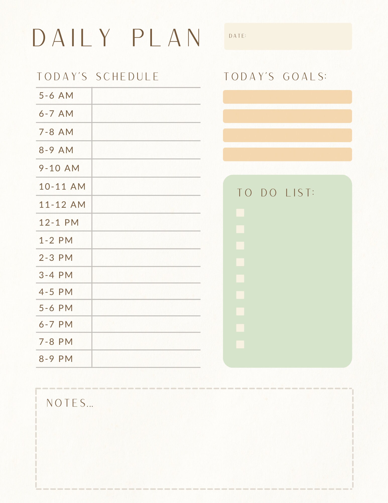 Modern Minimalist Daily Planner, Printable Planner, Undated Planner ...
