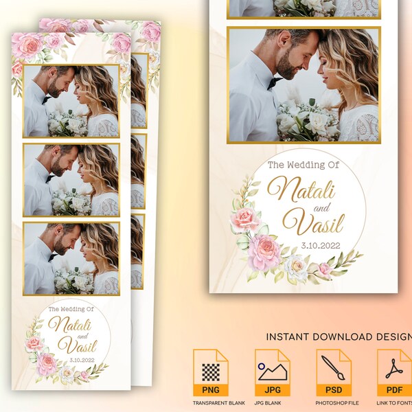 Pink Floral 2x6 Photo Template - Etsy