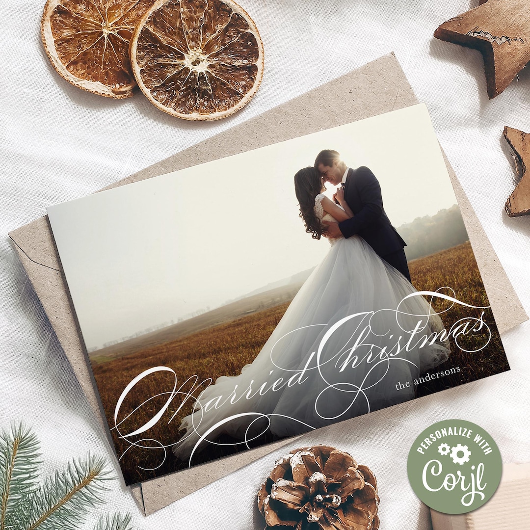 Married Christmas Card Template, Newlywed Christmas Card, Holiday Photo ...