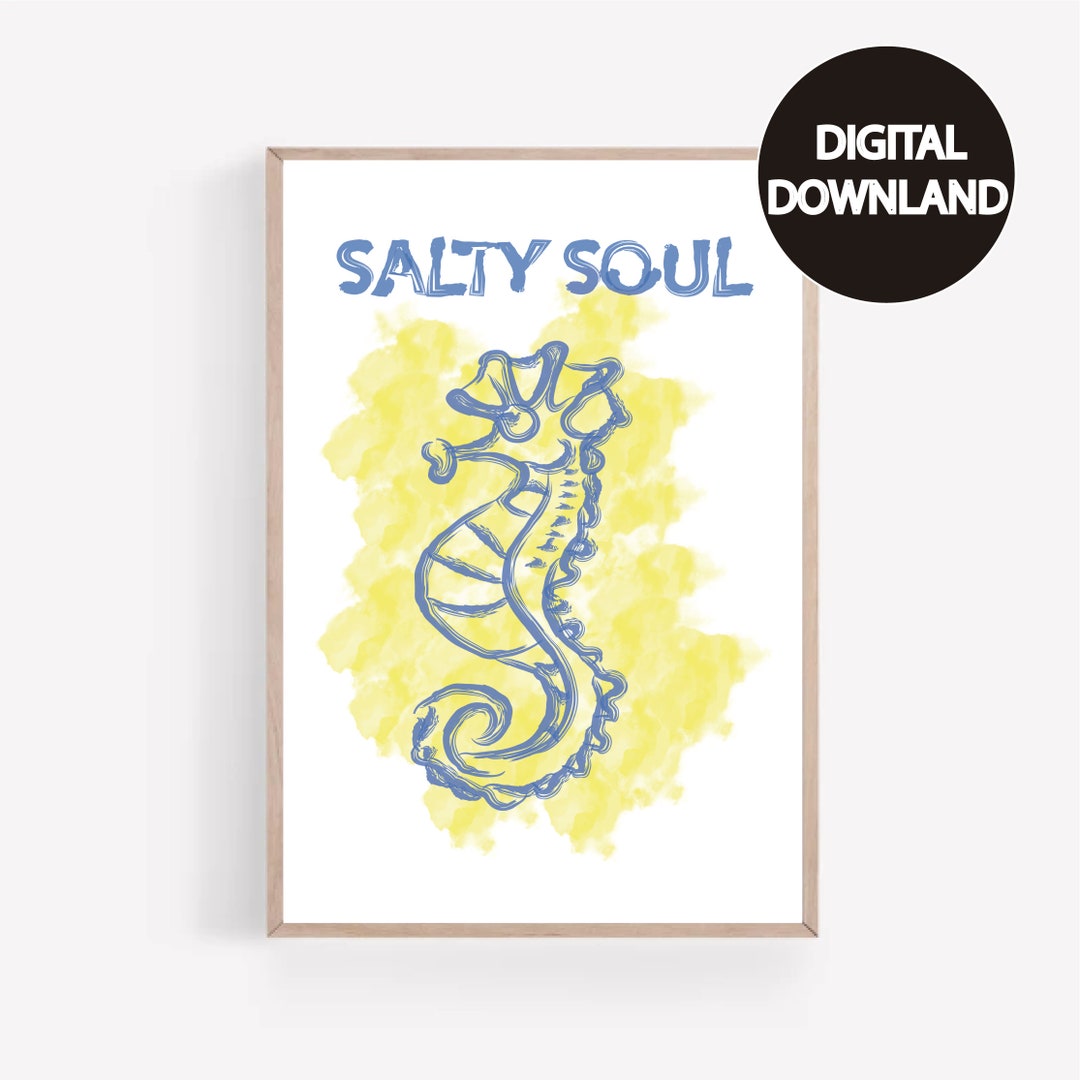 Sea Horse-salty Soul-sea Wallpaper-wall Art Sea-wall - Etsy