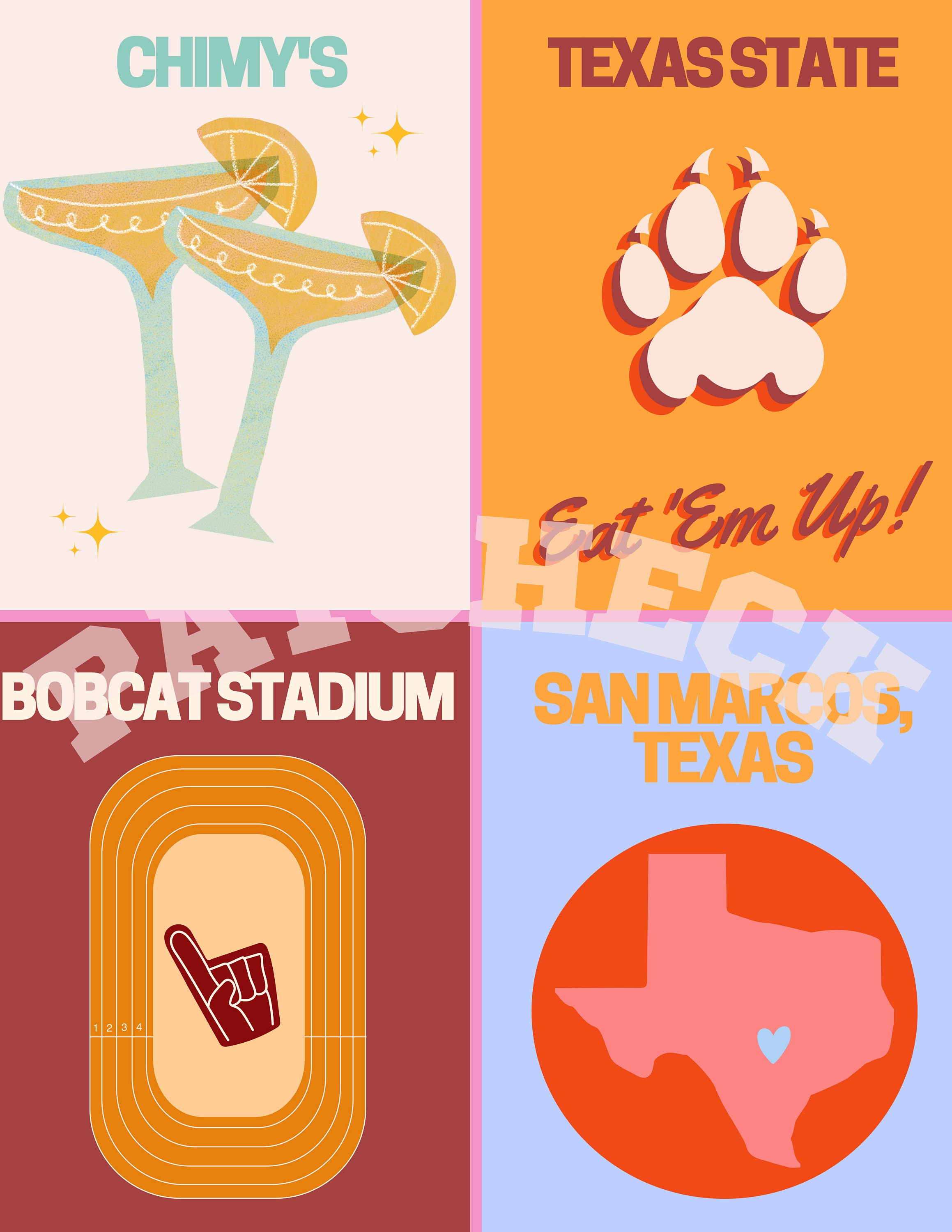 Texas State University, Preppy Texas State Digital Prints, College ...