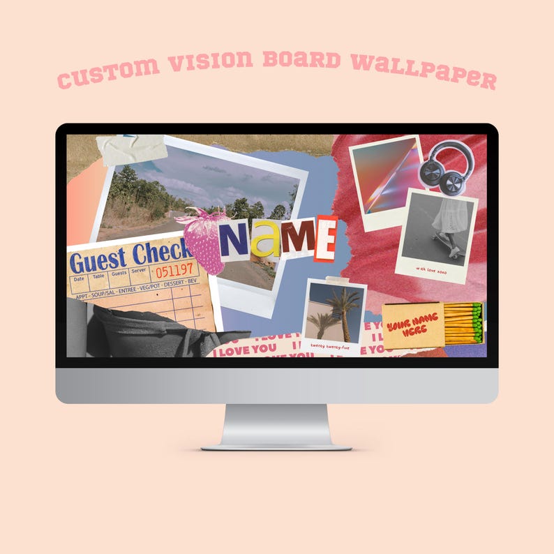 Custom Vision Board Desktop Wallpaper, Preppy, Aesthetic, 2025 ...