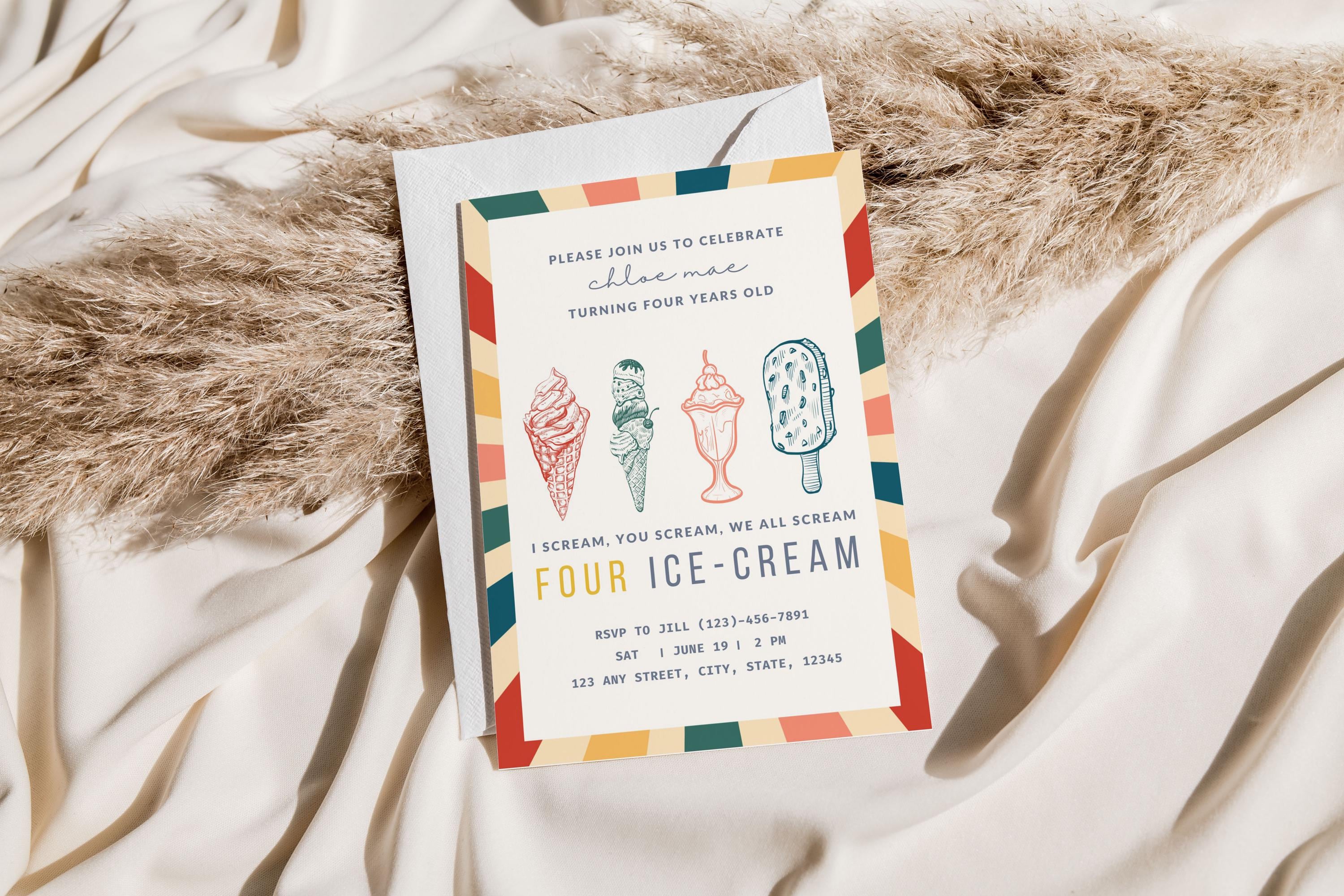 Editable Ice Cream Birthday Invitation | I Scream You Scream We All ...