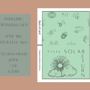 Happy Solar Return Printable Birthday Card 7x5 Inch Instant - Etsy