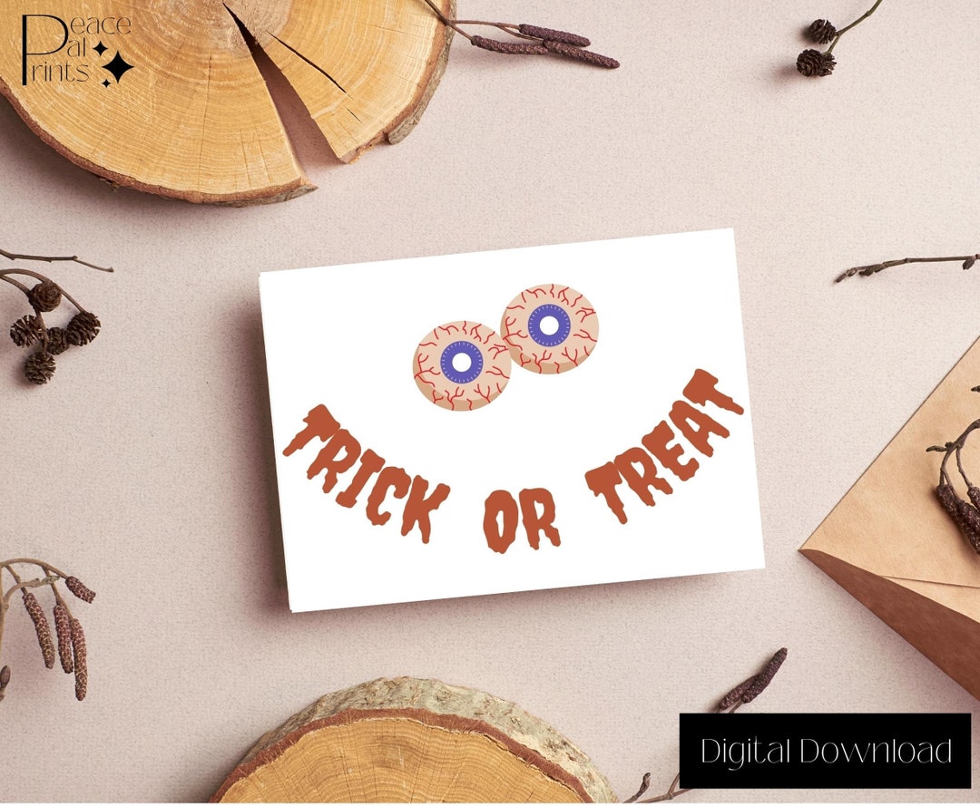 Printable Halloween Trick or Treat Card Instant Download 7x5 - Etsy