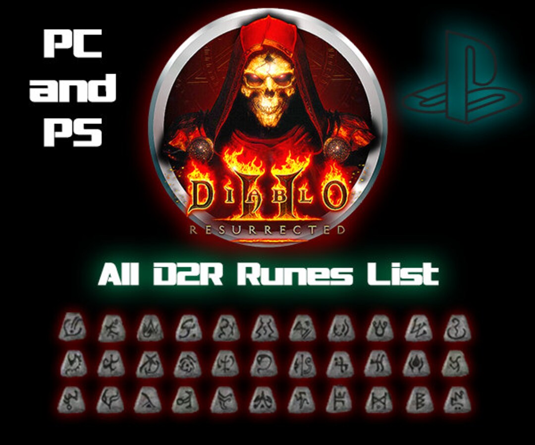 Diablo 2 Resurrected D2R PC and PS Rune List read Description Ladder ...