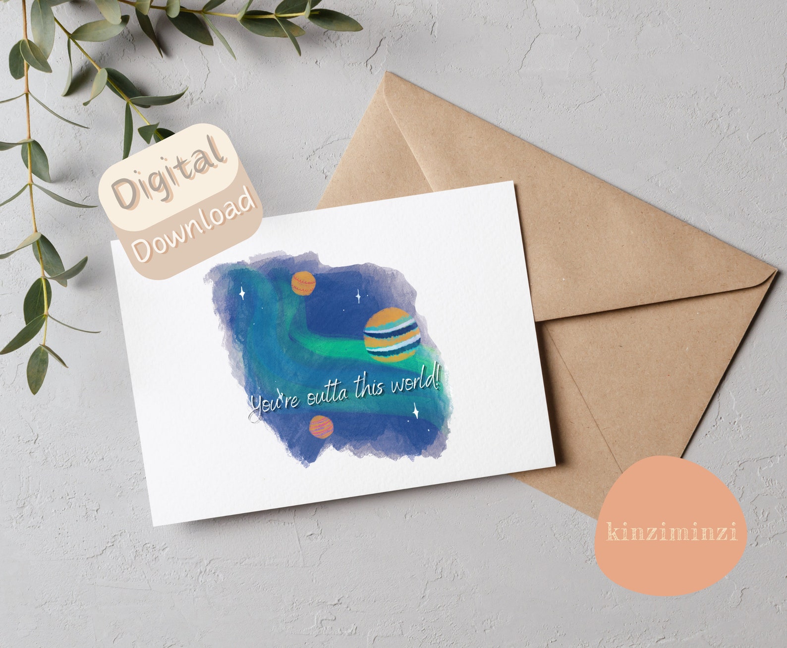 Printable You're Outta This World Greeting Card, Digital Card for Any ...