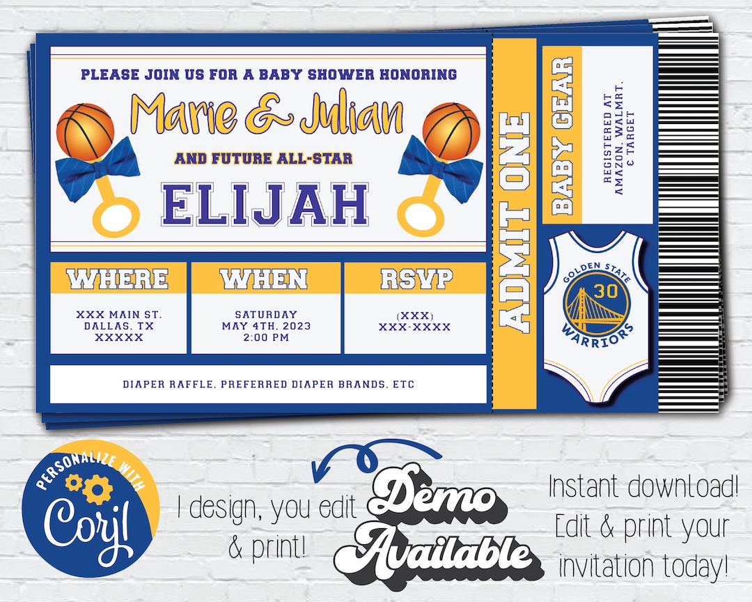 Instant Download | Golden State Warriors Baby Shower Invitation ...