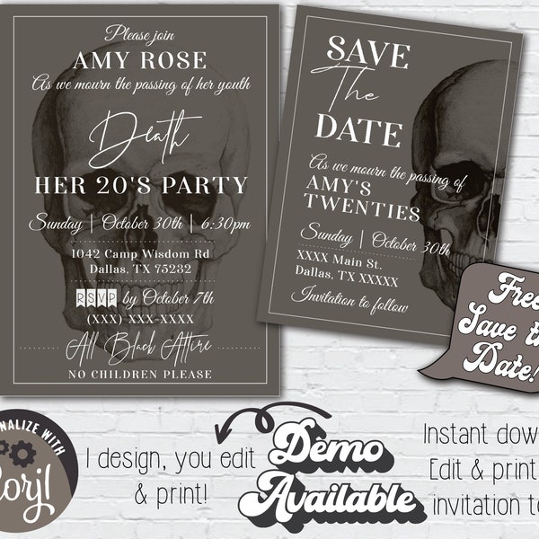 Death to My 30s Invitation - Etsy
