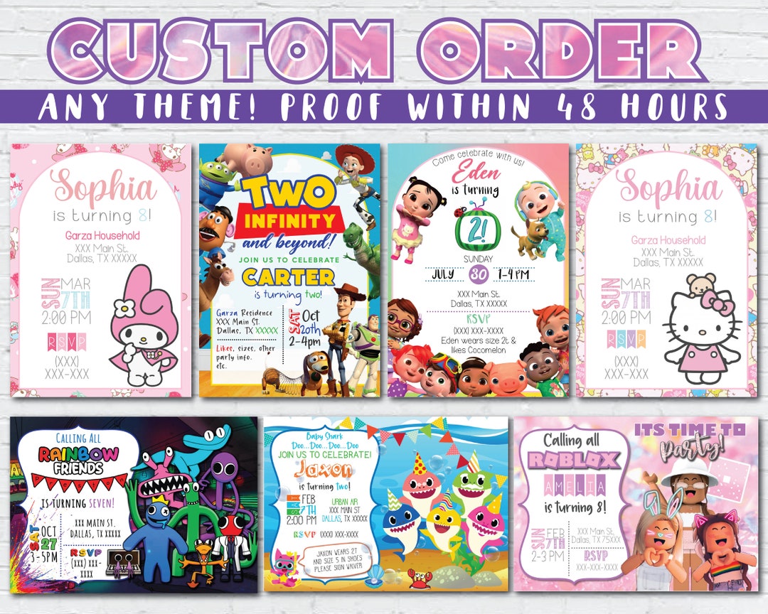 Custom Digital Invitation | Any Theme Invitation | 48 Hour Turnaround ...