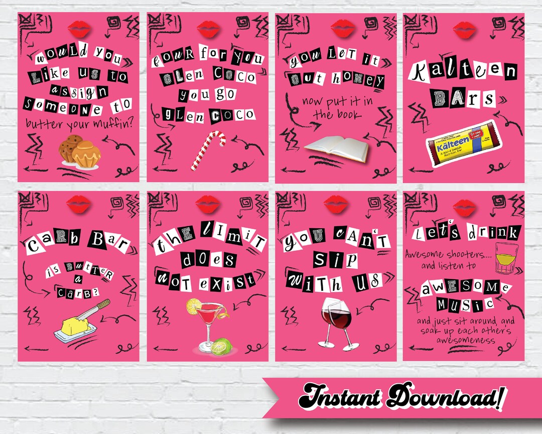 Mean Girls Party Signs Instant Download You Can't Sip With Us Party ...