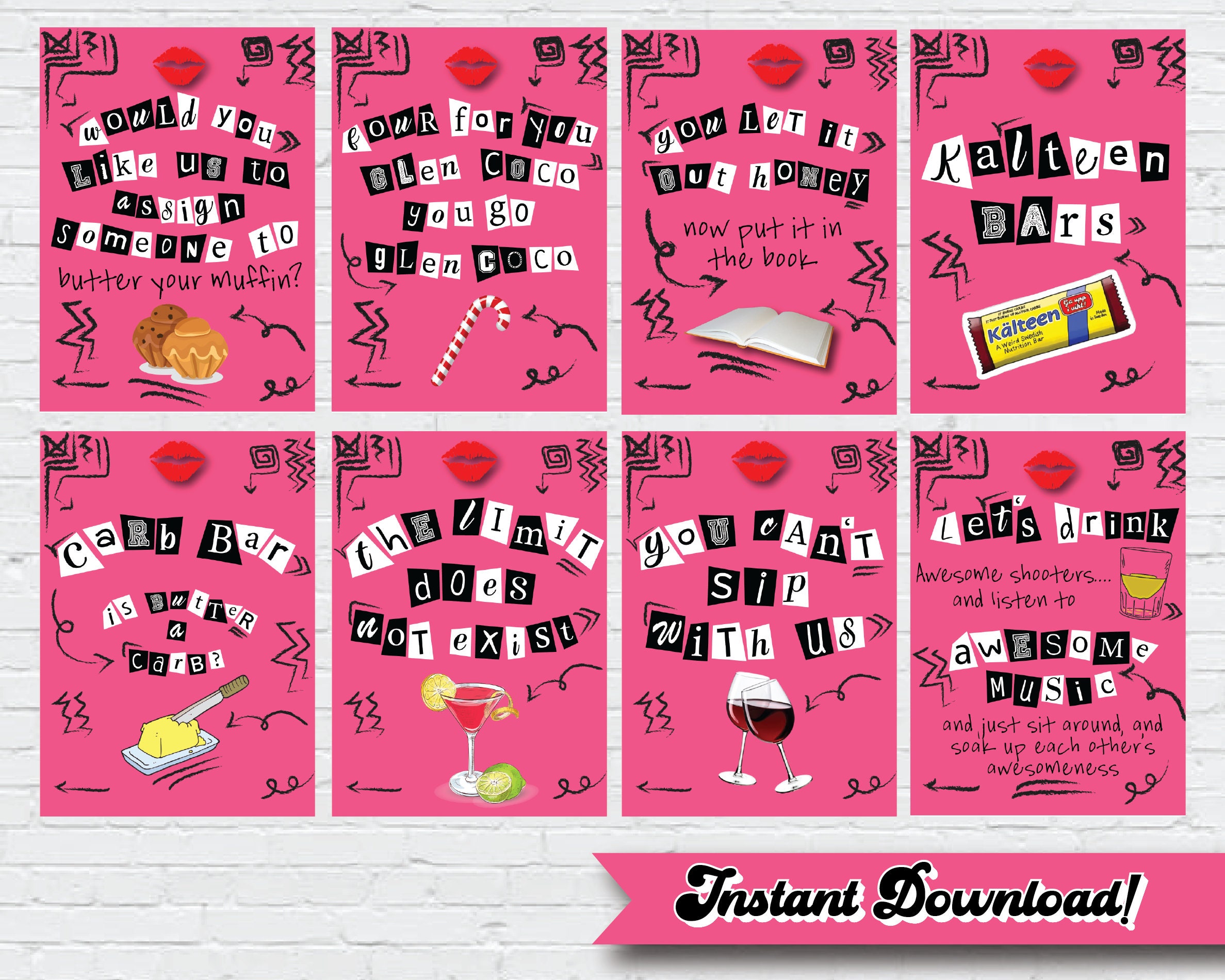 Mean Girls Party Signs Instant Download You Cant Sip With Us Party Food Signs For Mean Girls