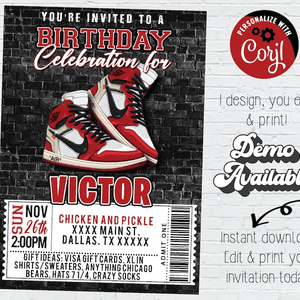 Sneaker Invitation - Etsy