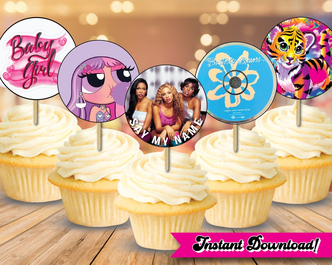 Y2K Cupcake Toppers Instant Download |set of 12 | Back to Y2K Party ...