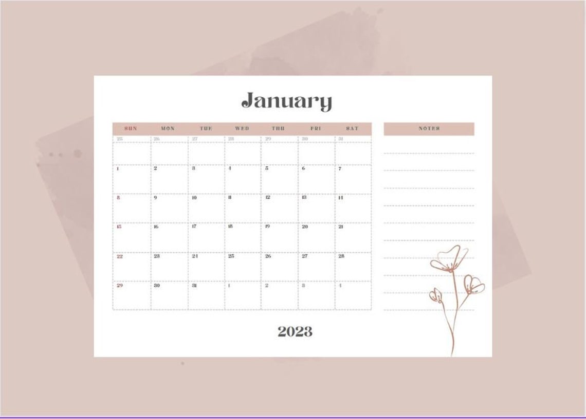 2023 Calendar Year Printable 2023 Monthly Planner - Etsy