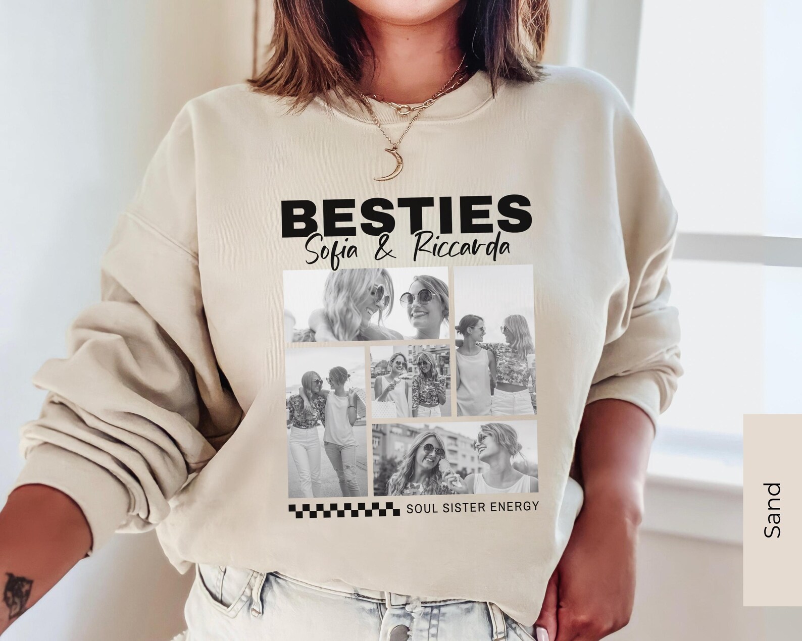 Personalized Besties Photo Sweatshirt, Custom Friendship Pullover - Etsy