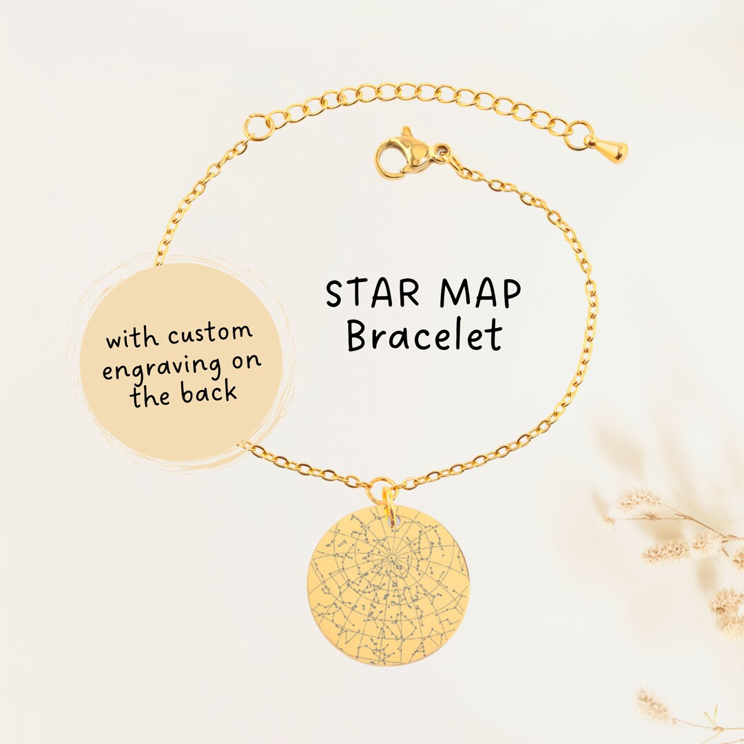 Custom Star Map Bracelet, Constellation Jewelry, Bracelet With Real ...