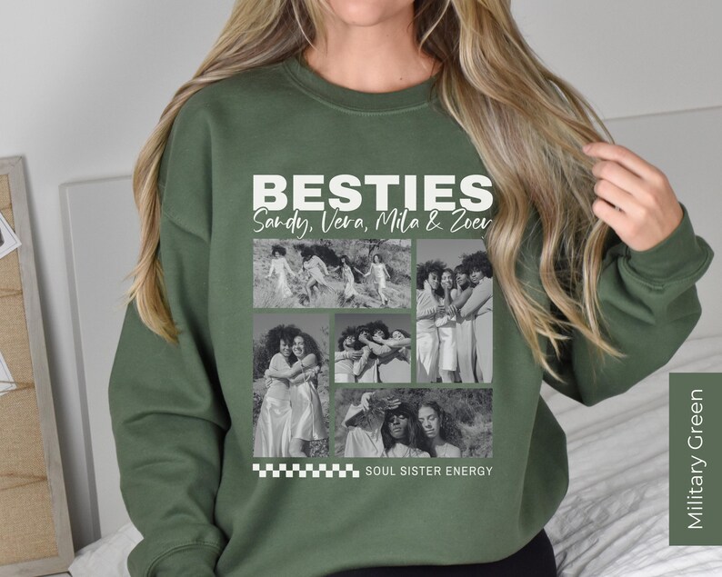 Personalized Besties Photo Sweatshirt, Custom Friendship Pullover - Etsy